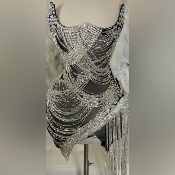 Dresses | Blinged Diamond Chained Mini Dress | Poshmark